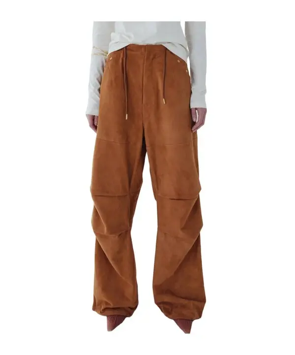 DARKPARK Wide-leg Leather Pants With Drawstring Waist