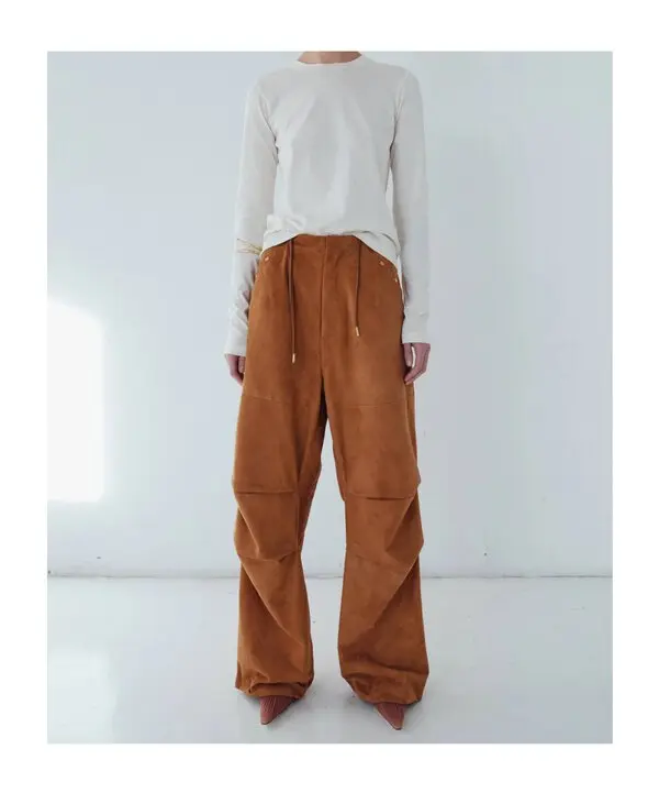 DARKPARK Wide-leg Leather Pants With Drawstring Waist