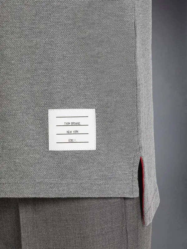 Thom Browne 4-bar Long-sleeve Polo Shirt - Medium Gray