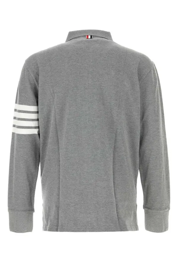 Thom Browne 4-bar Long-sleeve Polo Shirt - Medium Grey