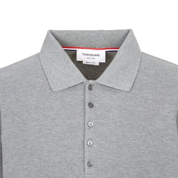 Thom Browne 4-bar Long-sleeve Polo Shirt - Medium Grey
