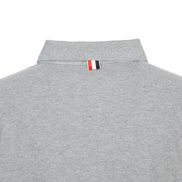 Thom Browne 4-bar Long-sleeve Polo Shirt - Medium Grey