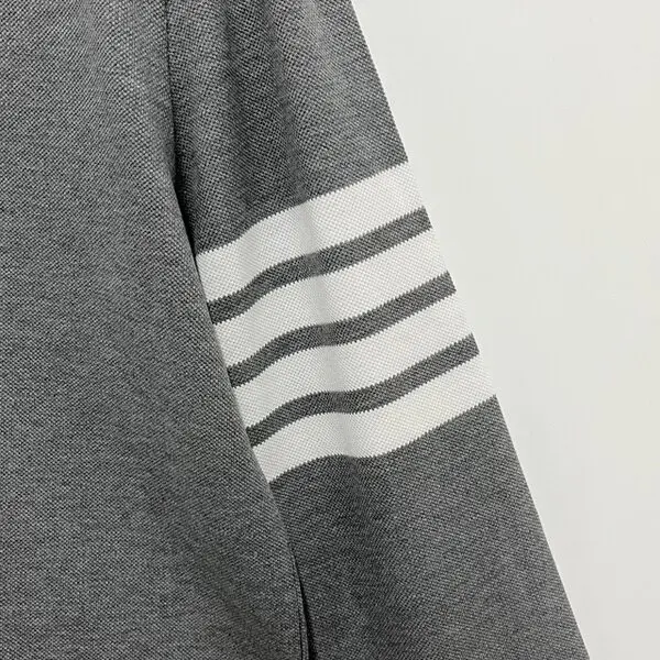 Thom Browne 4-bar Long-sleeve Polo Shirt - Medium Grey
