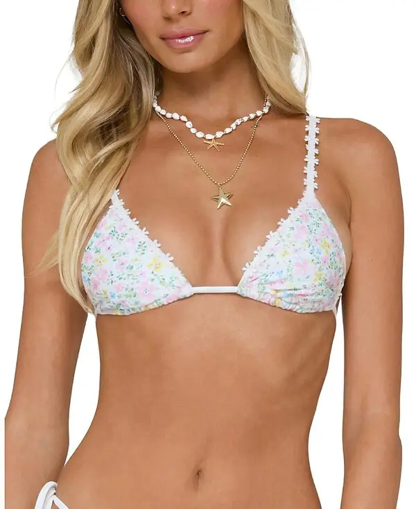 EDIKTED Catey Floral Triangle Bikini Top