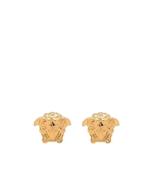 Versace Medusa Motif Gold Tone Earrings - Yellow