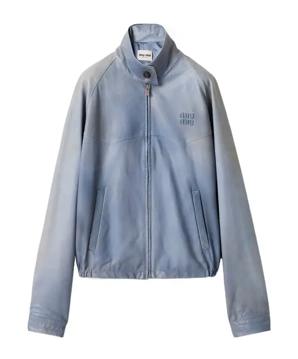 Miu Miu Nappa Leather Jacket - Sea-blue