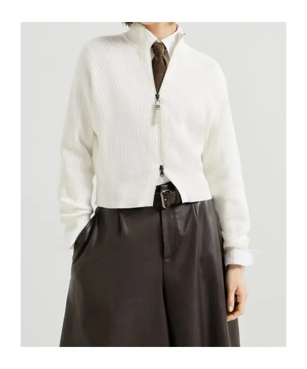 Brunello Cucinelli Ribbed-knit Zip-up Cardigan