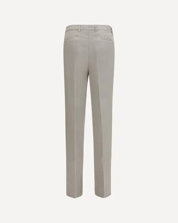 Brunello Cucinelli Garment-dyed Linen Gabardine Trousers With Pleat - Grey