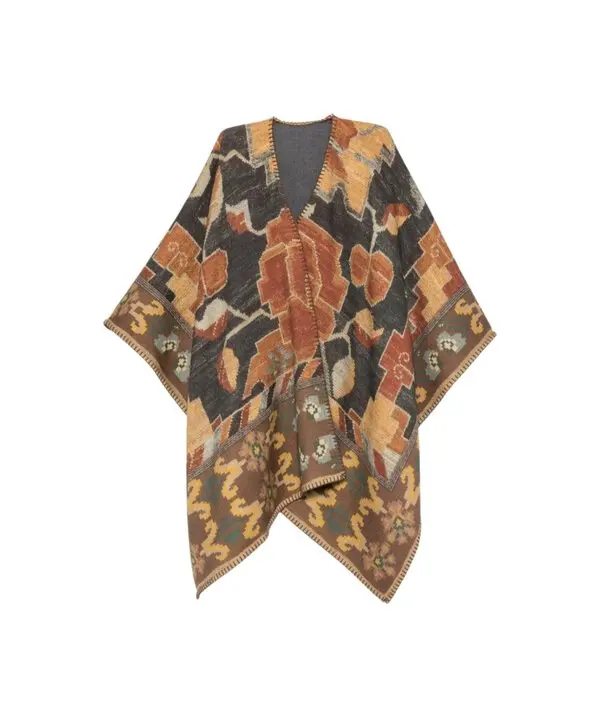 PIERRE-LOUIS MASCIA Pancake Abstract-pattern Blanket-stitch Cape - Brown