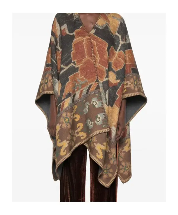 PIERRE-LOUIS MASCIA Pancake Abstract-pattern Blanket-stitch Cape