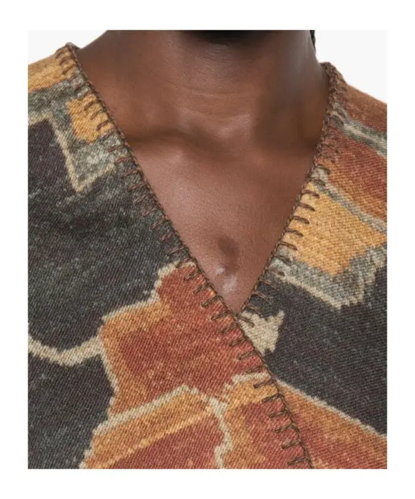 PIERRE-LOUIS MASCIA Pancake Abstract-pattern Blanket-stitch Cape