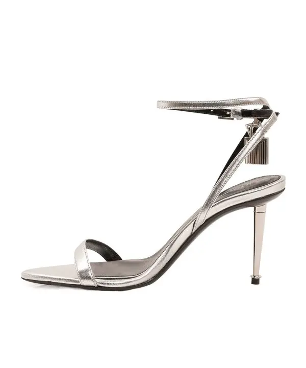 TOM FORD Pointed-toe High-heeled Sandals With Ankle Strap And Buckle Detail - Silver