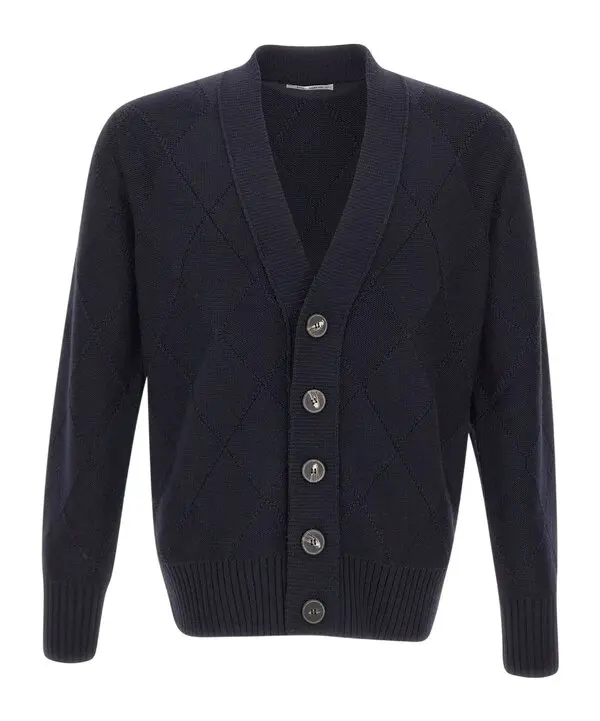 KANGRA Diamond-knit V-neck Cardigan