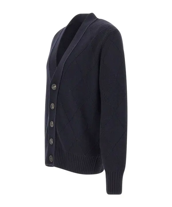 KANGRA Diamond-knit V-neck Cardigan