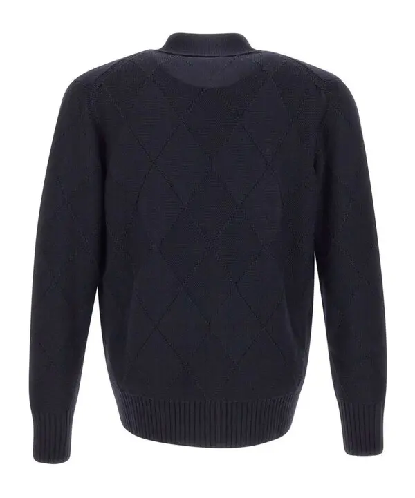 KANGRA Diamond-knit V-neck Cardigan