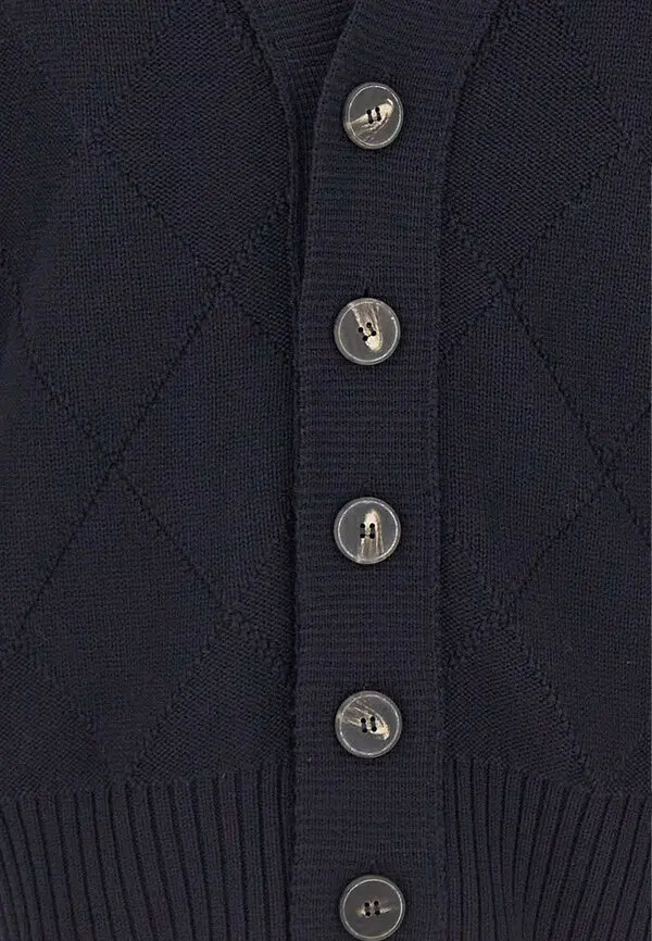 KANGRA Diamond-knit V-neck Cardigan