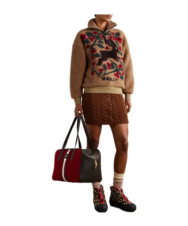 Bally Half-zip Fleece Top With Floral Jacquard