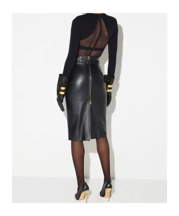 Elisabetta Franchi Leather Skirt With Zip