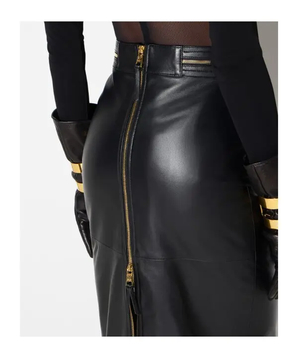 Elisabetta Franchi Leather Skirt With Zip
