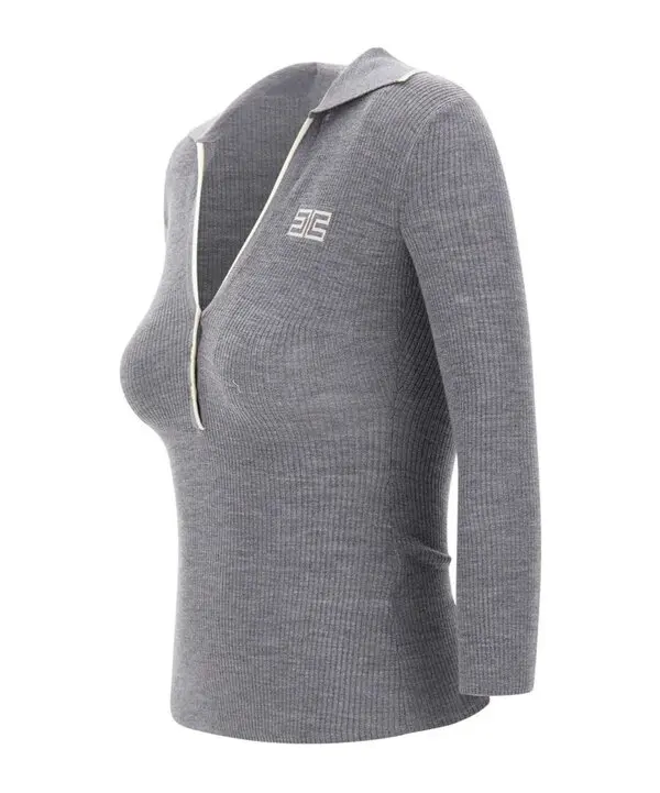 Elisabetta Franchi Ribbed Polo Top