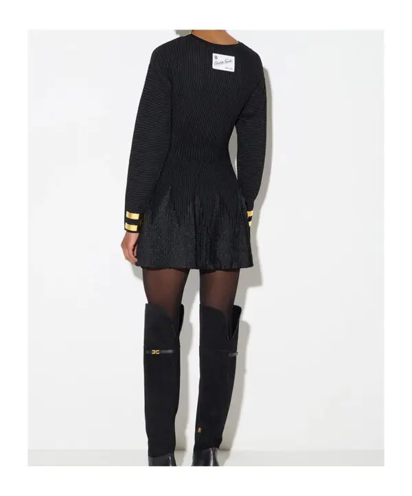 Elisabetta Franchi Pleated Hem Knitted Dress