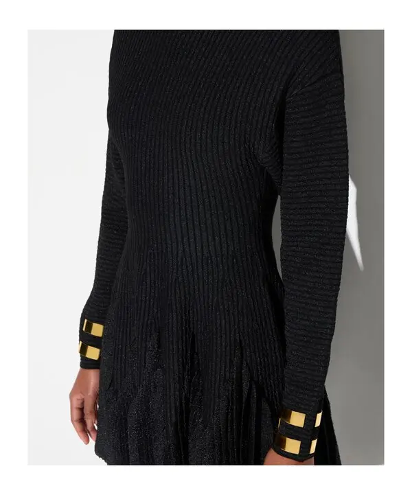 Elisabetta Franchi Pleated Hem Knitted Dress