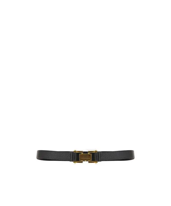 Elisabetta Franchi Pebbled Logo Buckle Belt