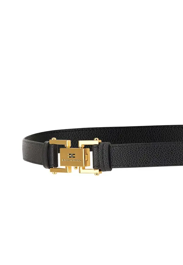 Elisabetta Franchi Pebbled Logo Buckle Belt