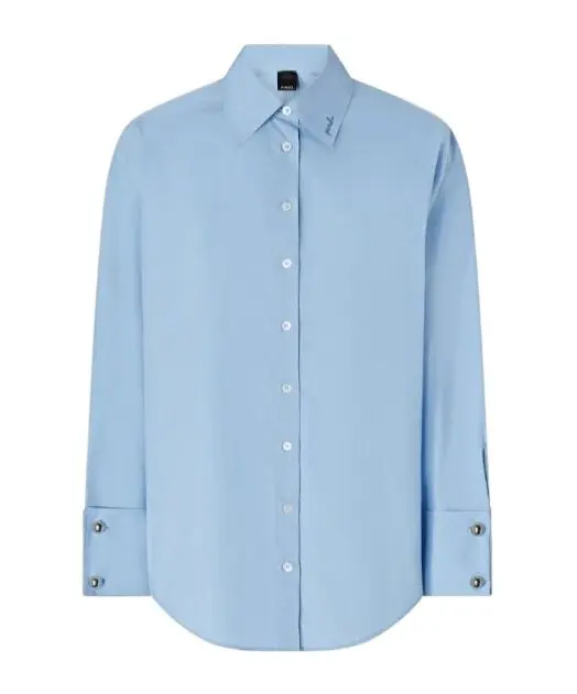 Pinko Quiet Is The New Punk Cotton Shirt - Light Blue
