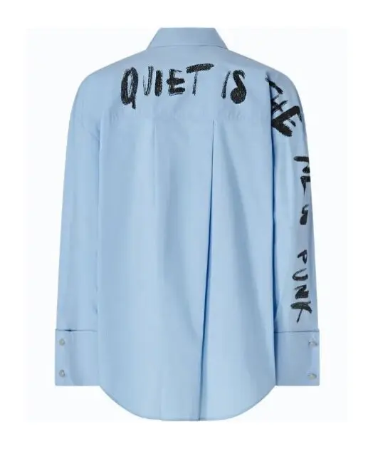 Pinko Quiet Is The New Punk" Cotton Shirt With French Cuffs