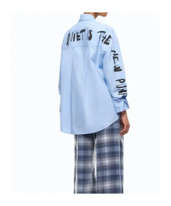 Pinko Quiet Is The New Punk" Cotton Shirt With French Cuffs