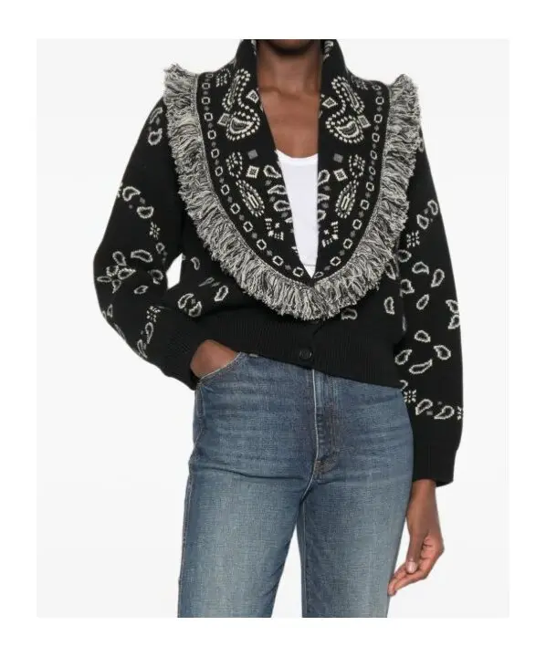 Alanui Paisley-jacquard Fringed Cardigan