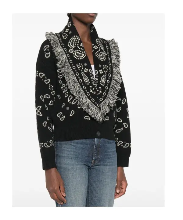Alanui Paisley-jacquard Fringed Cardigan