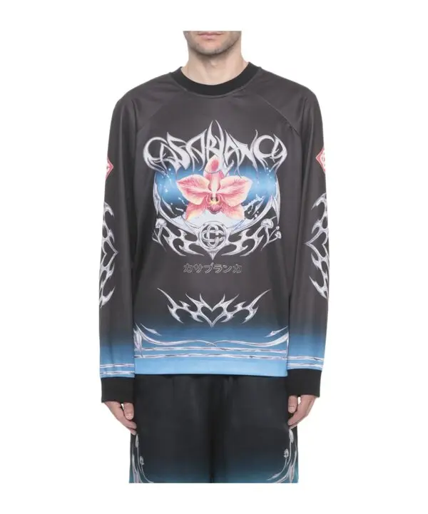 Casablanca Orchid-print Football Jersey - Black