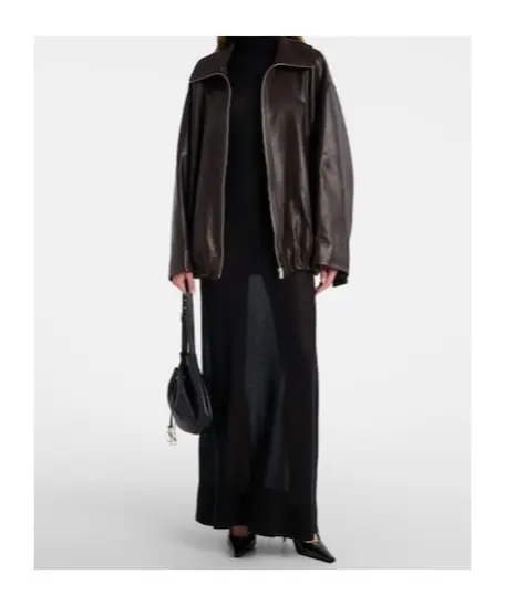 Nour Hammour Elisse Leather Bomber Jacket