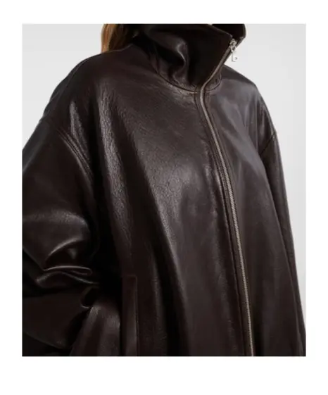 Nour Hammour Elisse Leather Bomber Jacket