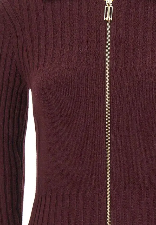 Victoria Beckham Ribbed Zip-up Cardigan