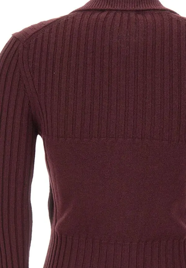 Victoria Beckham Ribbed Zip-up Cardigan