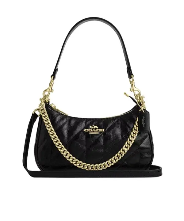 COACH Teri Quilted Details Shoulder Bag - Black