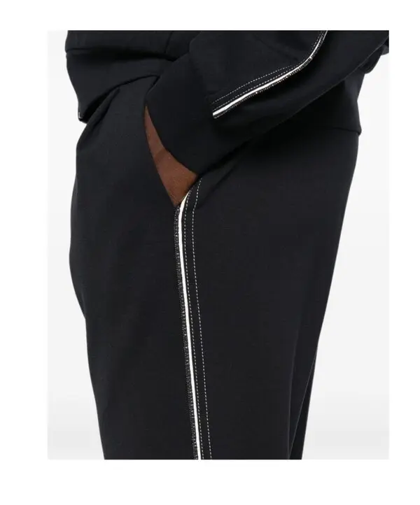 Fabiana Filippi Elastic Waist Trousers With Side Stripes - Black