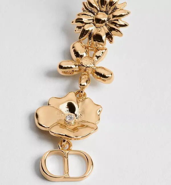Dior Cd Multi Flowers Earrings With Crystals