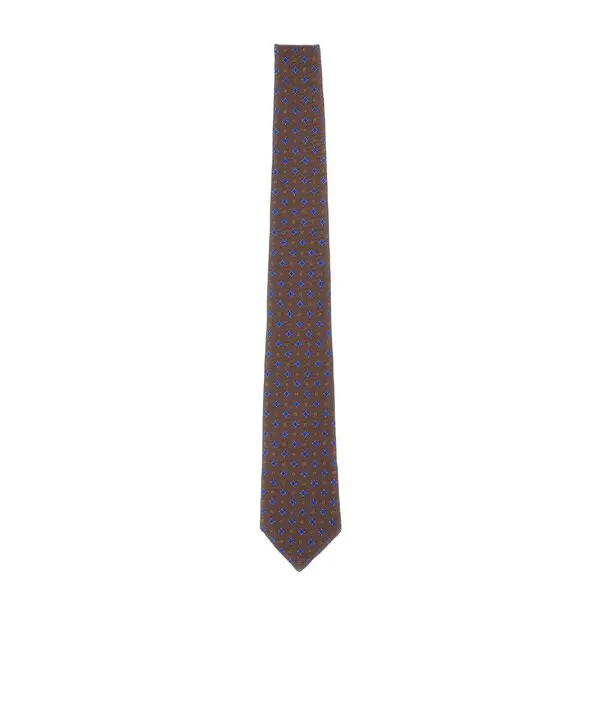 Kiton Micro Floral Seven-fold Tie - Brown