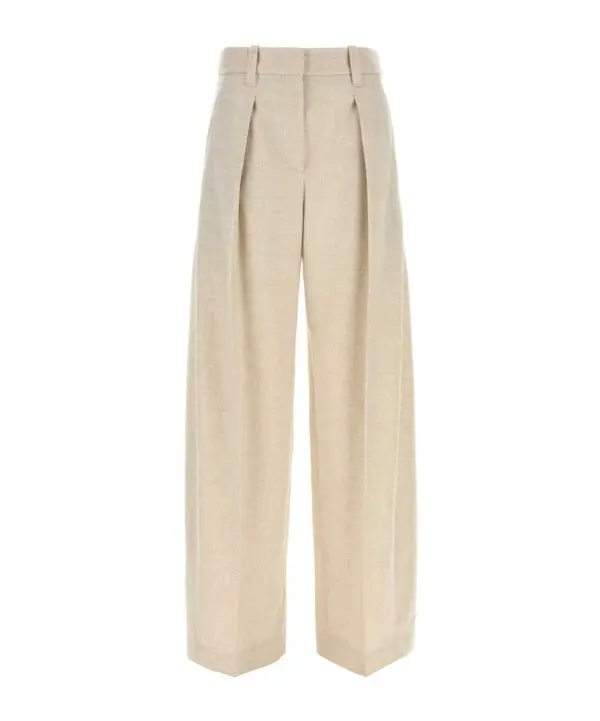 Brunello Cucinelli Pleated Wide-leg Trousers - Nude