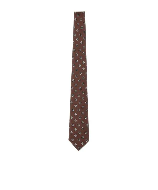 Kiton Micro Floral Seven-fold Tie - Brown