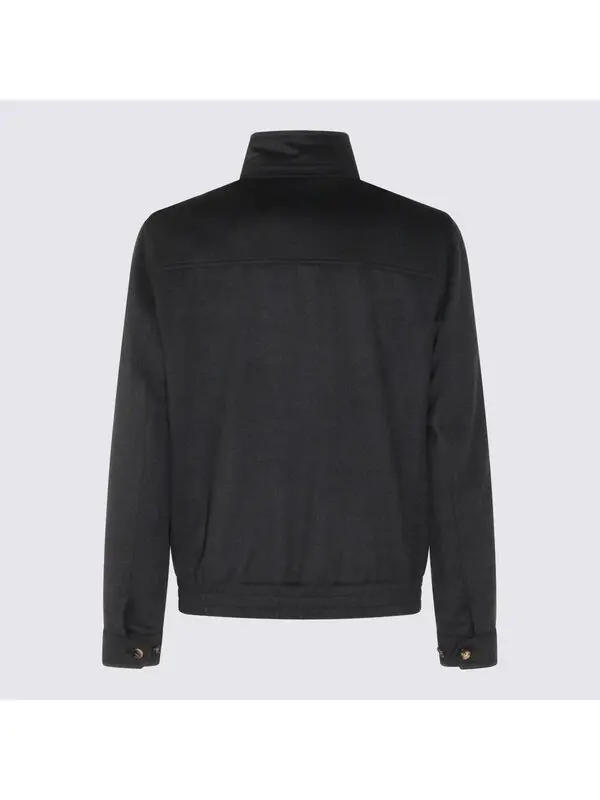 Brunello Cucinelli Zipper Beaver Cloth Bomber Jacket