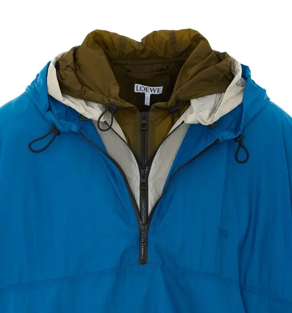 Loewe Anorak In Technical Shell With Double L Embroidery - Blue