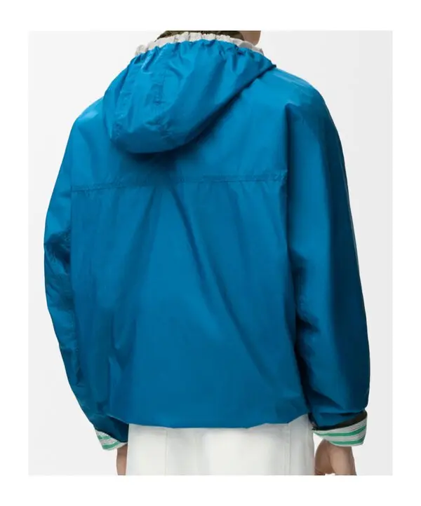 Loewe Anorak In Technical Shell With Double L Embroidery - Blue