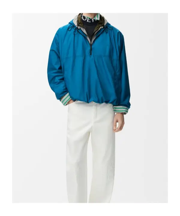 Loewe Anorak In Technical Shell With Double L Embroidery - Blue
