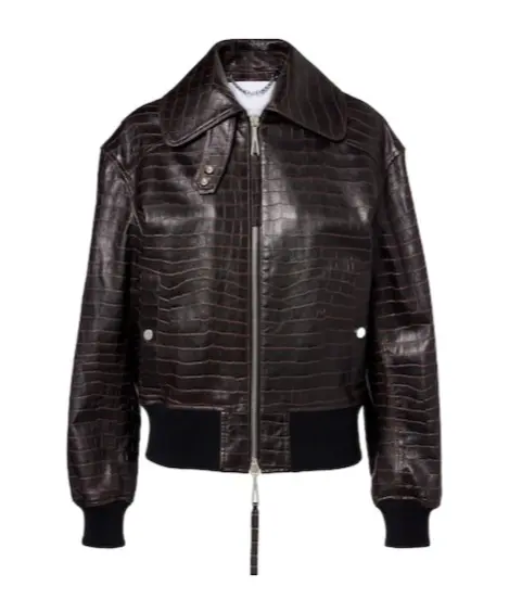 Rabanne Croc-effect Leather Blouson Jacket
