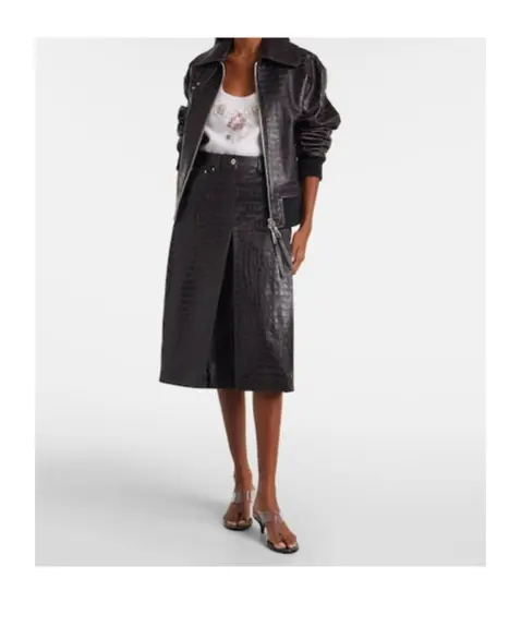 Rabanne Croc-effect Leather Blouson Jacket